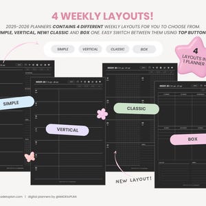 2025-2026 Mid Year Dark Mode Digital Planner Bundle | Dated Monthly ...