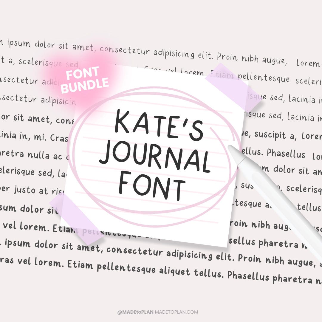 Kate's Journal Font | Neat Handwritten Font Bundle by Madetoplan | Cute ...
