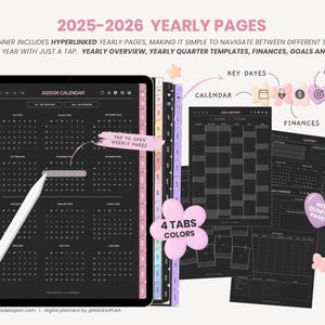 2025-2026 Mid Year Dark Mode Digital Planner Bundle | Dated Monthly ...