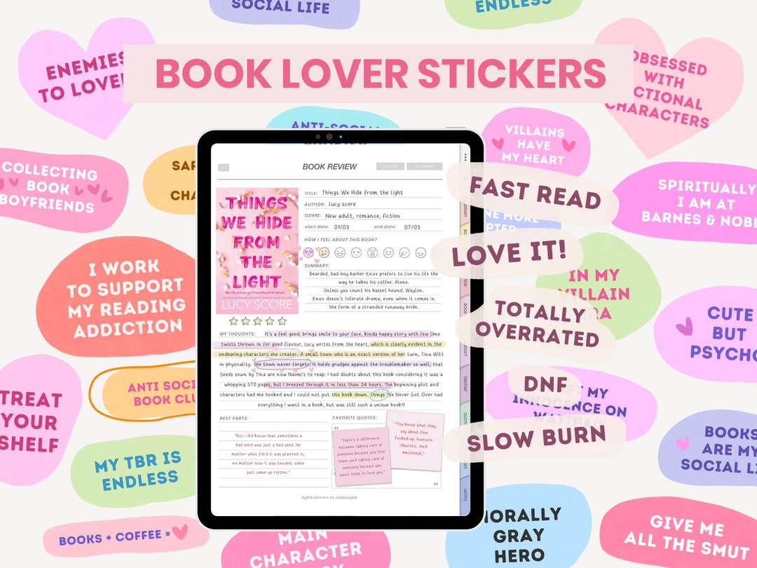 Digital Stickers for Reading Journal | Book Lovers Digital Stickers ...