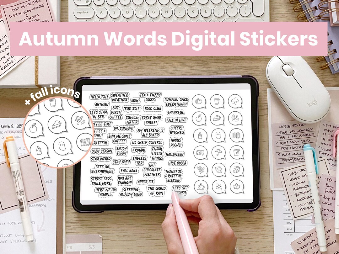 Autumn Digital Stickers | Daily Simple Icon Stickers | Fall & Halloween ...