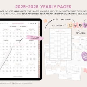 2025-2026 Portrait Mid Year Digital Planner | Hyperlinked Dated Monthly ...