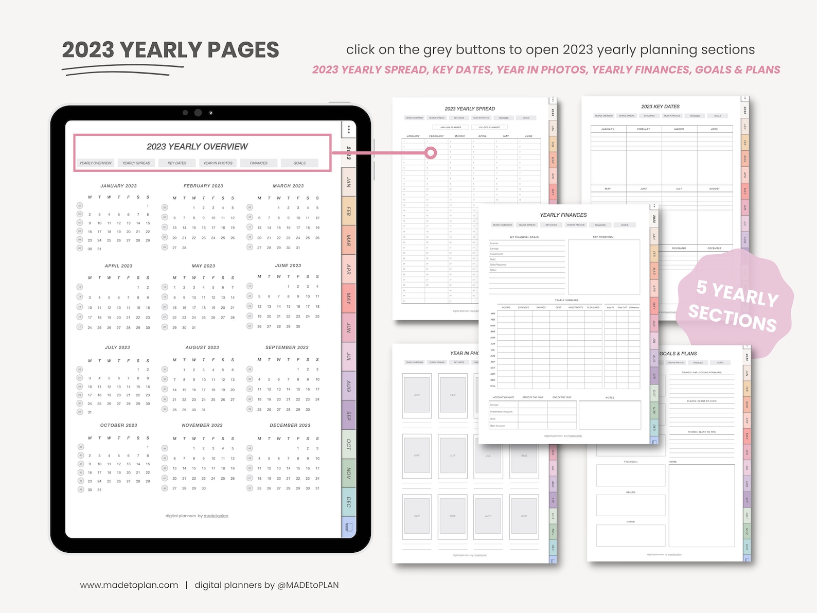 2023 Digital Planner 2023 Portrait Planner 2023 Dated - Etsy