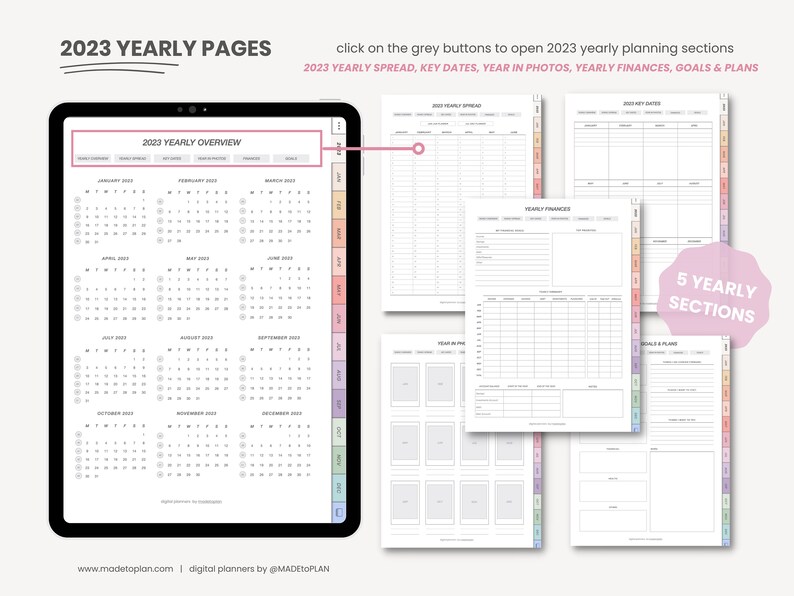 2023 Digital Planner 2023 Portrait Planner 2023 Dated - Etsy