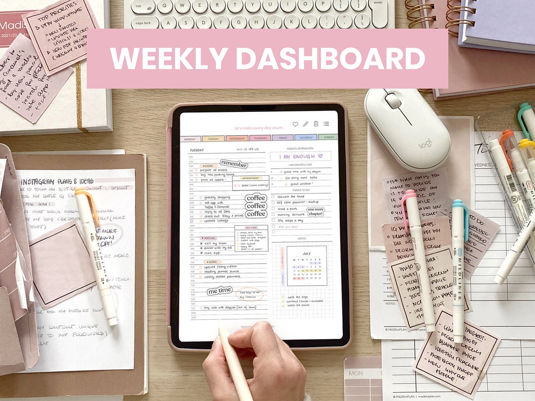 Weekly Dashboard | Digital Daily Schedule Planner | Weekly Digital ...