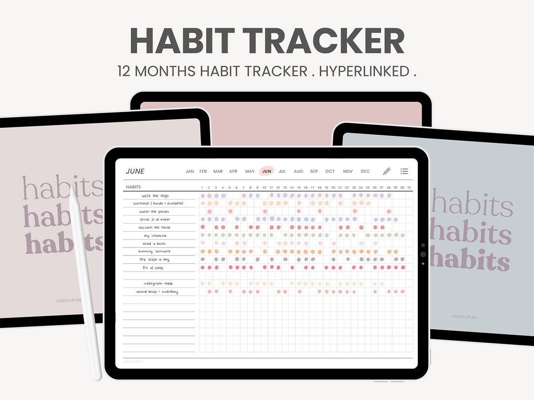 Digital Daily Habit Tracker | Monthly Everyday Habit Tracker | Goal ...