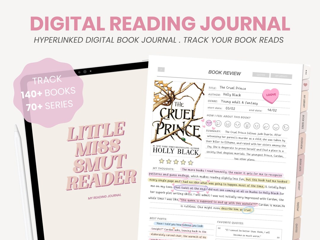 Digital Reading Journal Digital Reading Planner Reading Log Reading ...
