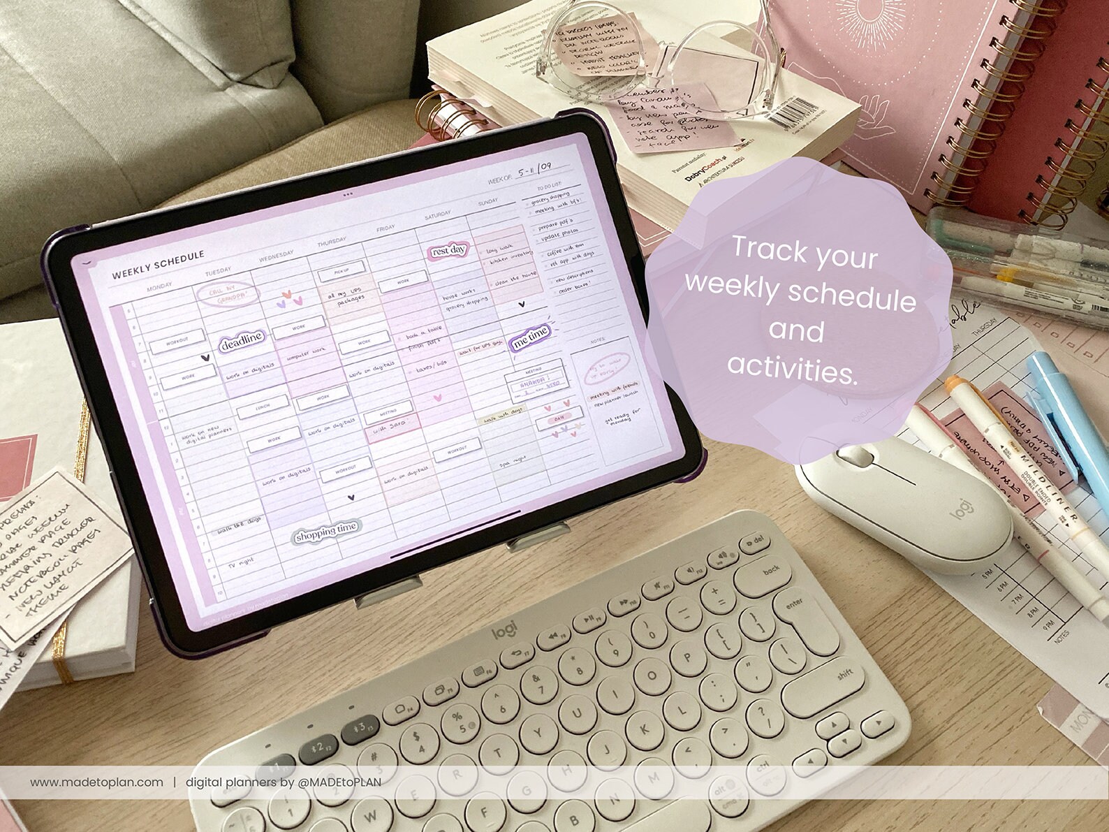 Digital Weekly Schedule Timetable Hourly Weekly Organizer - Etsy