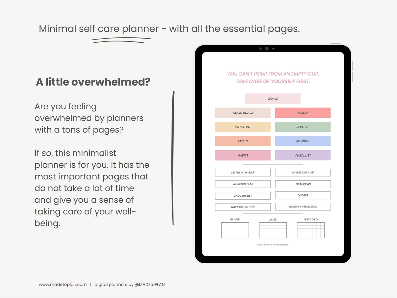 Self Care Planner Digital Gratitude and Daily Reflection - Etsy