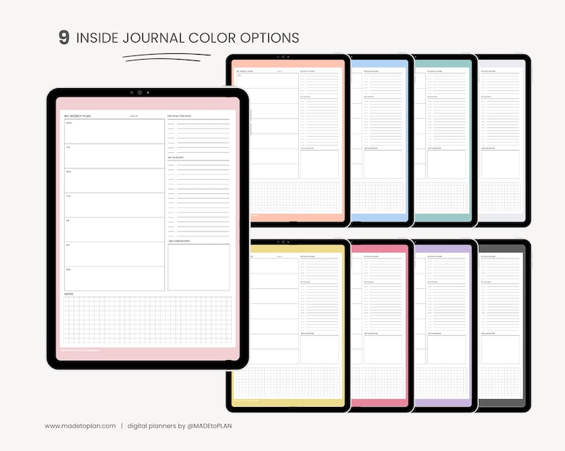 Undated Weekly Planner | Minimal iPad Planner | Printable Weekly ...