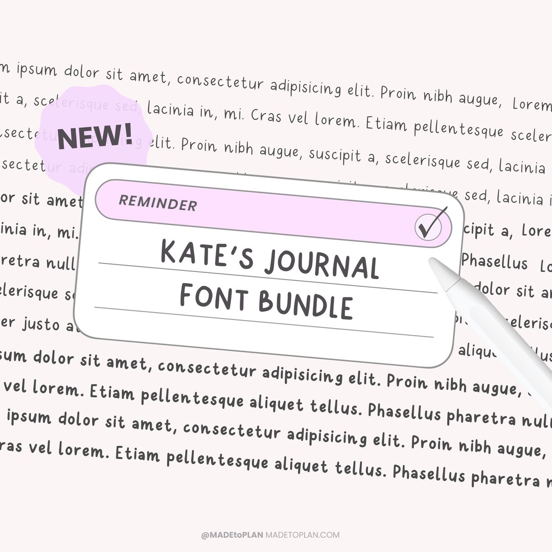 Kate's Journal Font | Neat Handwritten Font Bundle by Madetoplan | Cute ...