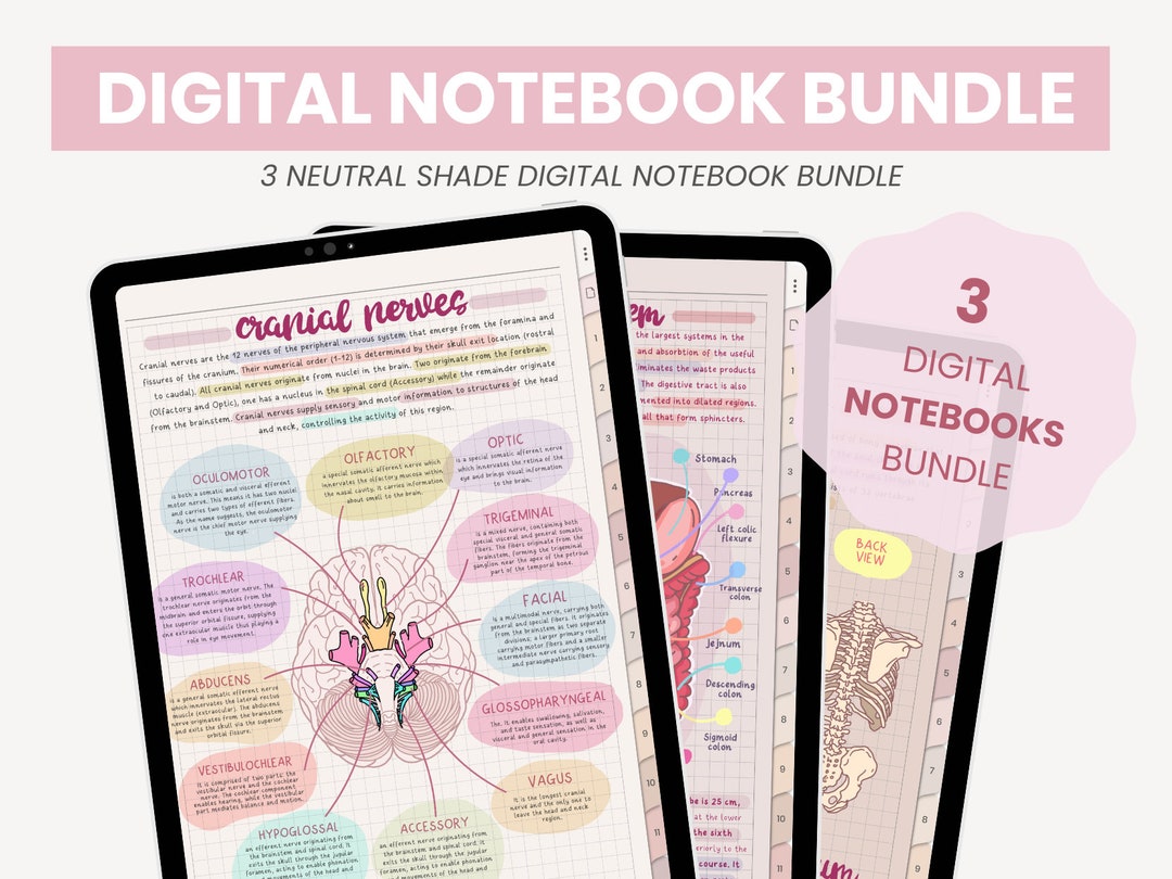 Digital Notebook Bundle | Portrait Digital Notebooks | Student Notebook ...