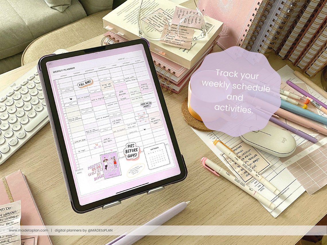 Digital Hourly Weekly Planner | Time Block Spread | Time Blocking ...