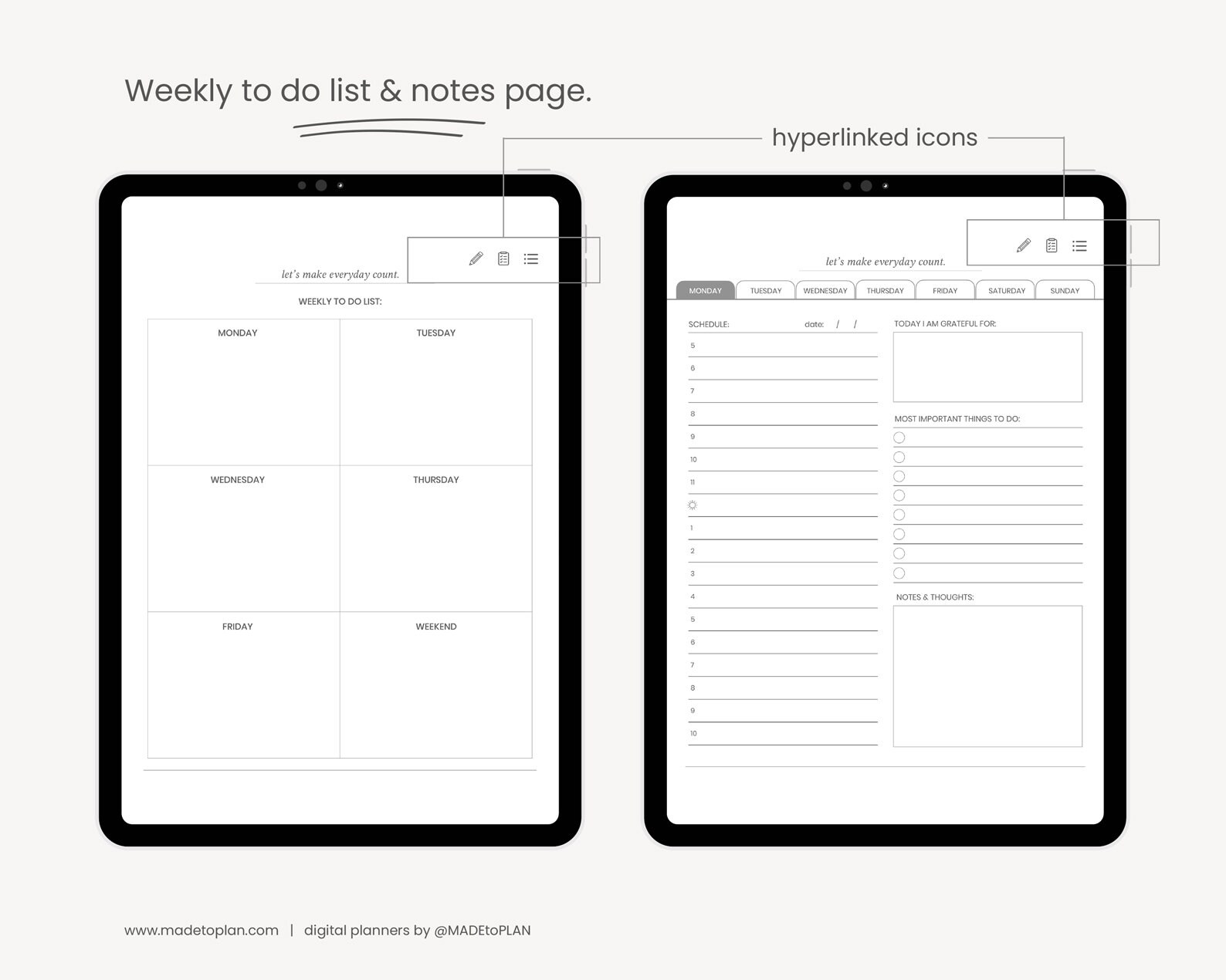Digital Daily Planner Notepad to Do List Digital Planner - Etsy