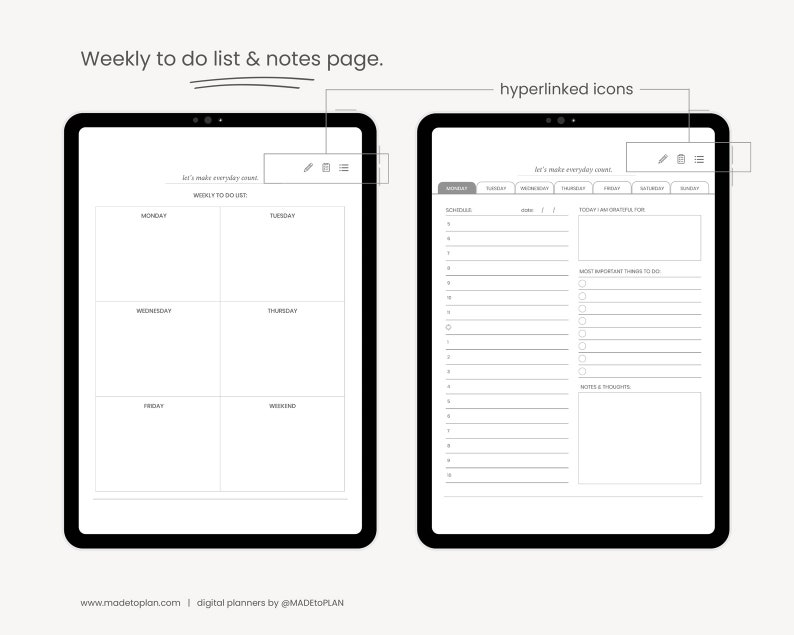 Digital Daily Planner Notepad to Do List Digital Planner - Etsy