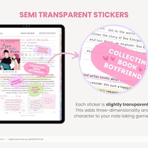 Digital Stickers for Reading Journal | Pastel Bookish Planner Stickers ...