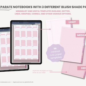 Portrait Digital Notebook | Pink Digital Note Paper Templates |student ...