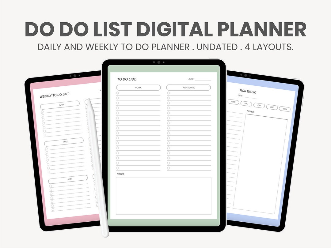 Digital Weekly to Do List | Blank Task Checklist Planner | Minimal Week ...