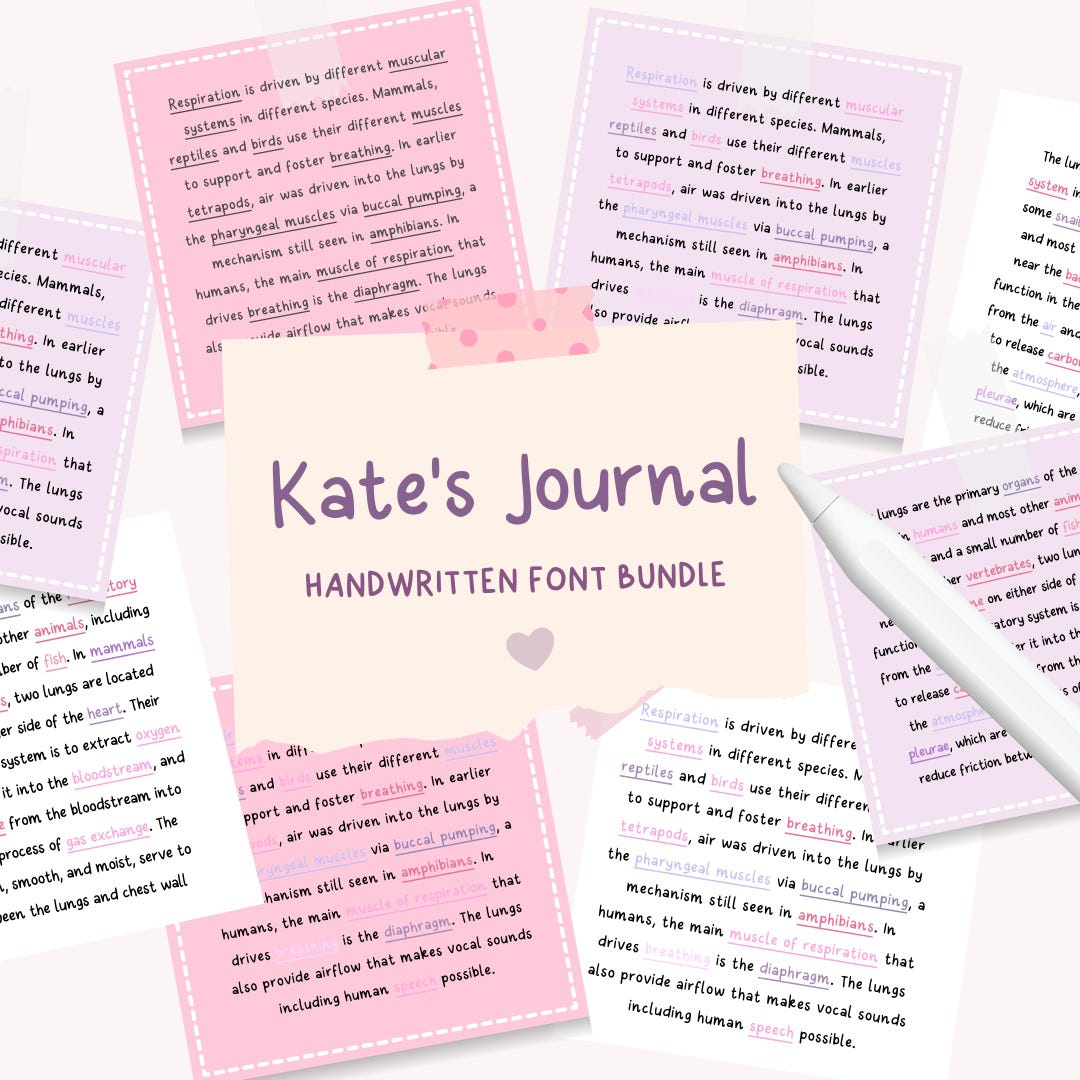 Kate's Journal Font | Neat Handwritten Font | Cute Handwriting ...