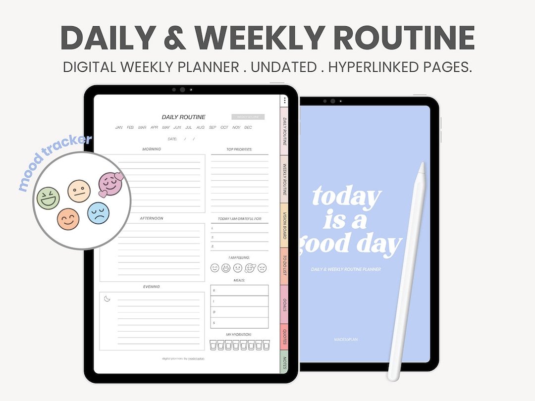 Daily Routine Tracker | to Do List Digital Planner | Morning - Evening ...