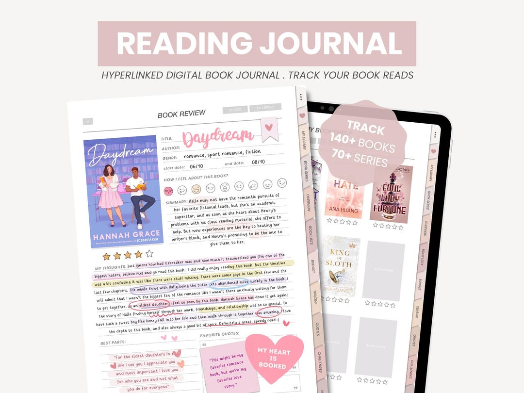 Digital Reading Journal | Digital Reading Planner | Reading Log ...