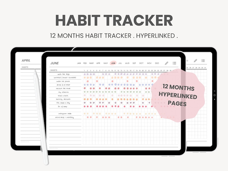 Digital Daily Habit Tracker | 12 Months Routine and Motivation Habit ...