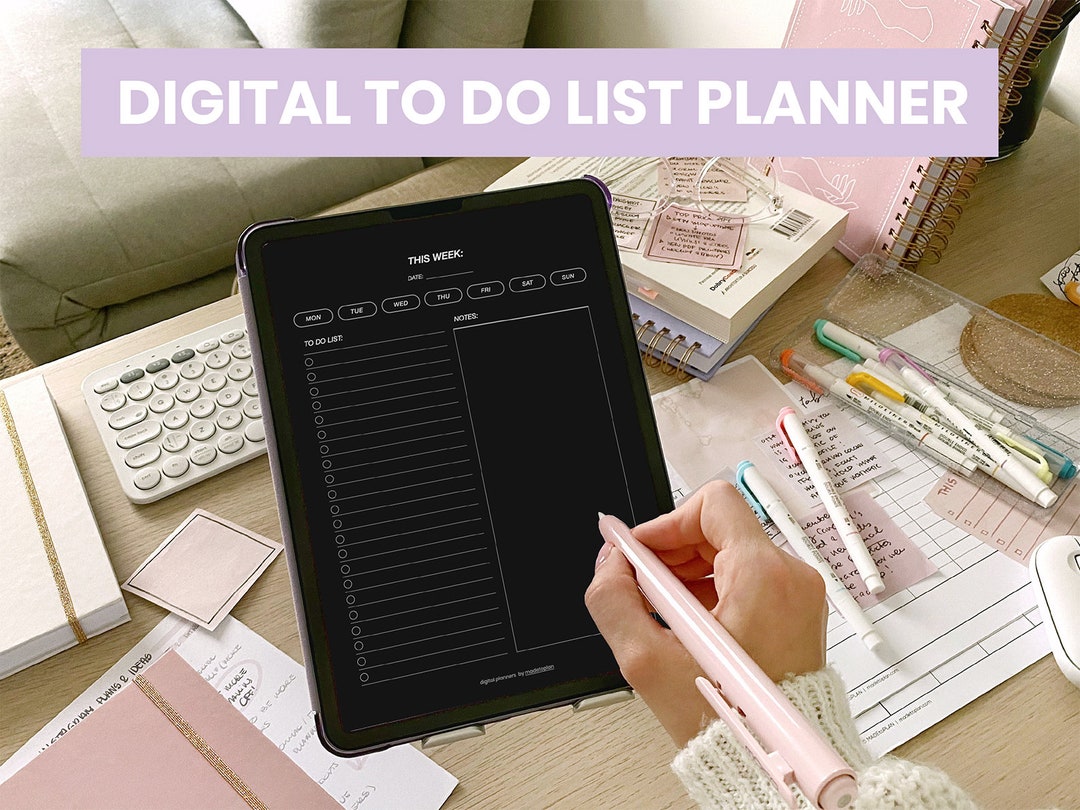 Dark Mode to Do List Digital Planner | Weekly to Do List | Task ...