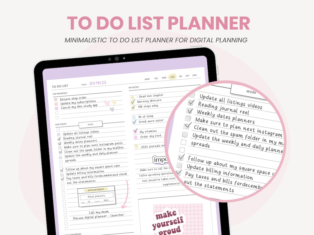 To Do List Digital Planner | Task List Checklist | Minimalist to Do ...