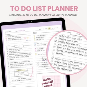To Do List Digital Planner | Task List Checklist | Minimalist to Do ...