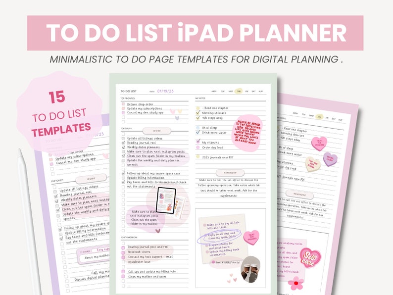 To Do List Digital Planner | Task List Checklist | Minimalist to Do ...