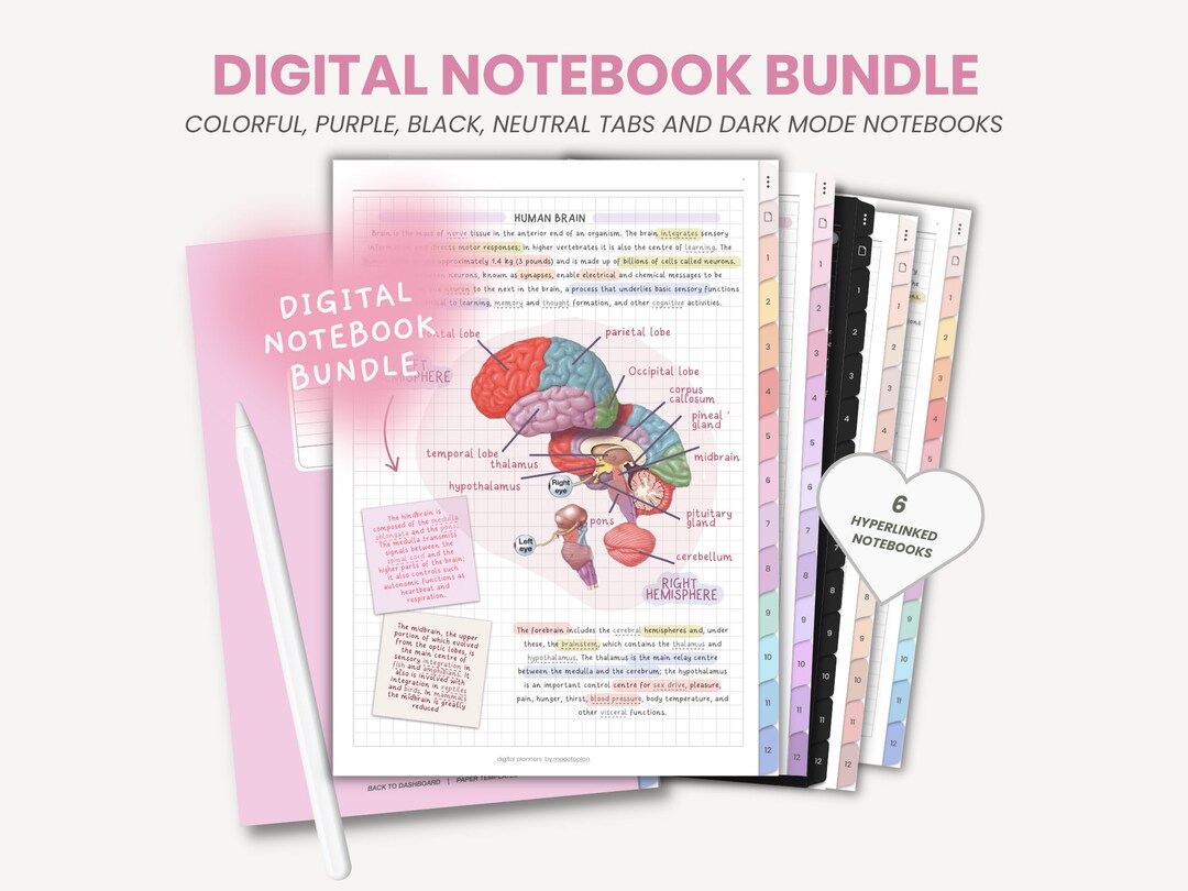 Digital Notebook Bundle | Portrait Digital Notebooks | Student Notebook ...