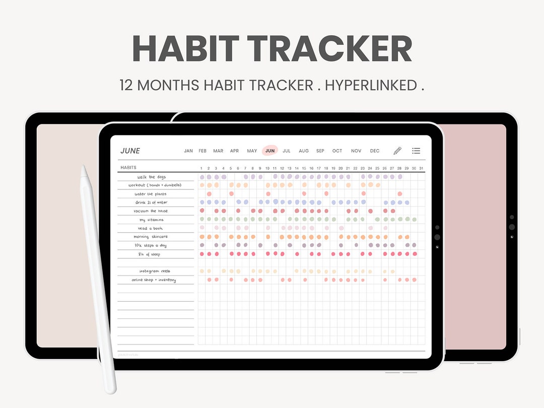 Digital Daily Habit Tracker | Monthly Everyday Habit Tracker | Goal ...