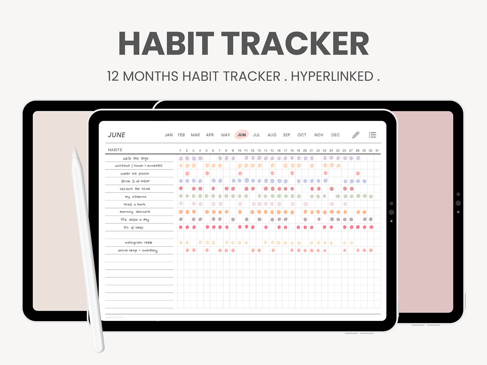 Digital Daily Habit Tracker | Monthly Everyday Habit Tracker | Goal ...