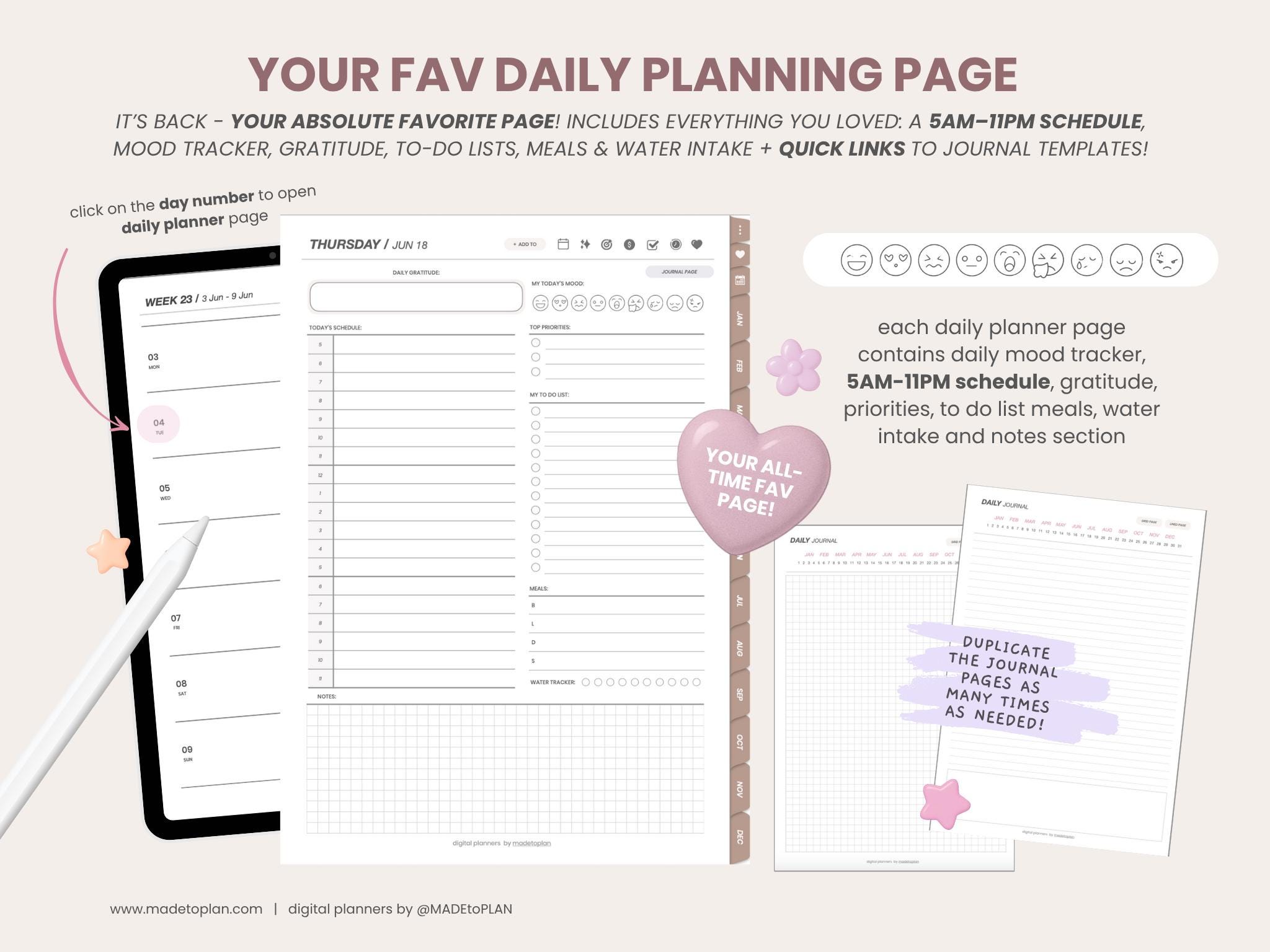 2026 Digital Planner | Portrait Weekly Planner | Dated Monthly Weekly ...