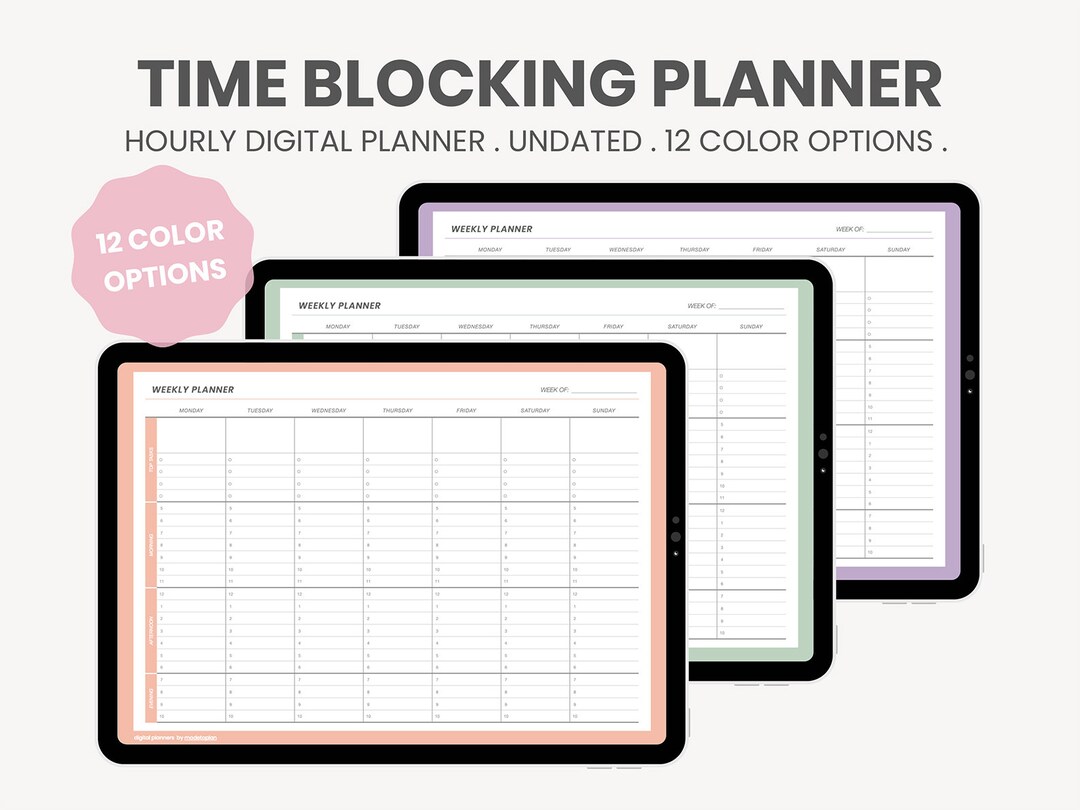 Time Blocking Hourly Weekly Planner | Productivity Planner | Weekly ...