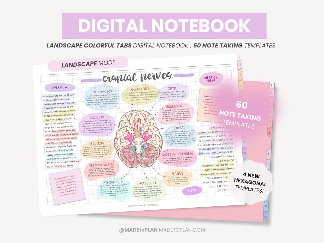 Landscape Digital Notebook | 12 Subject Student Notebook | Digital Note ...