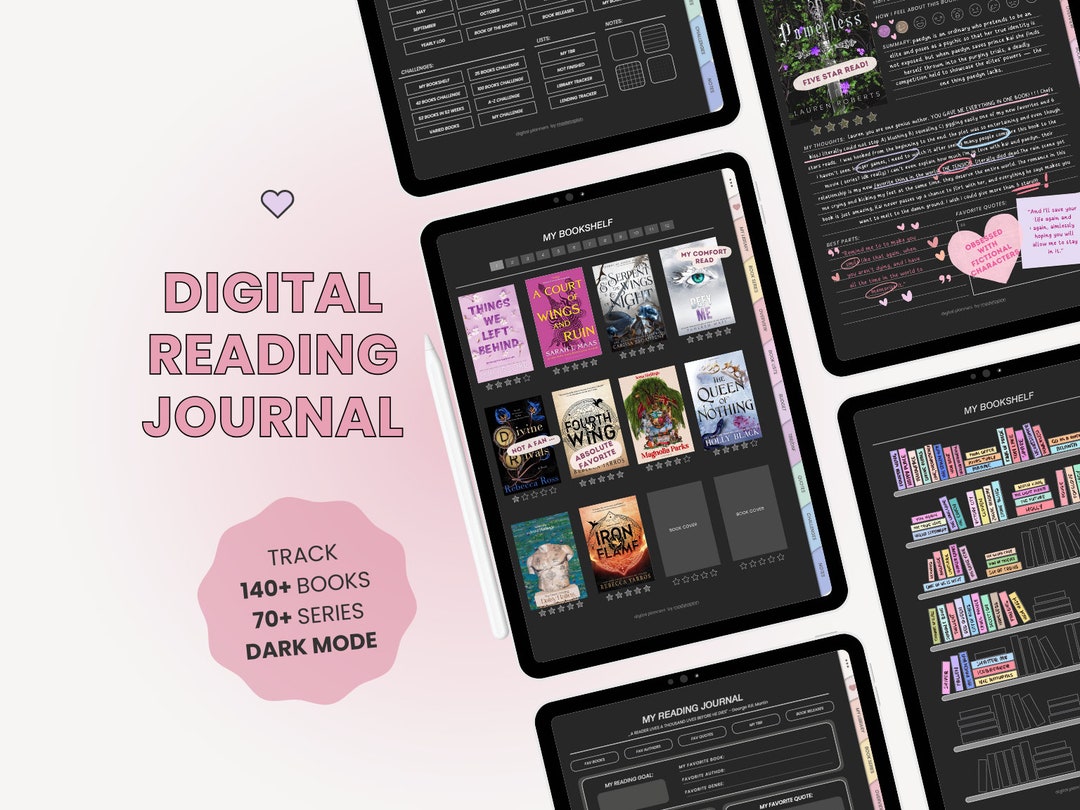 Digital Reading Journal | Dark Mode Reading Planner | Dark Academia ...