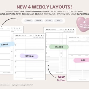 2026 Digital Planner | Portrait Weekly Planner | Dated Monthly Weekly ...