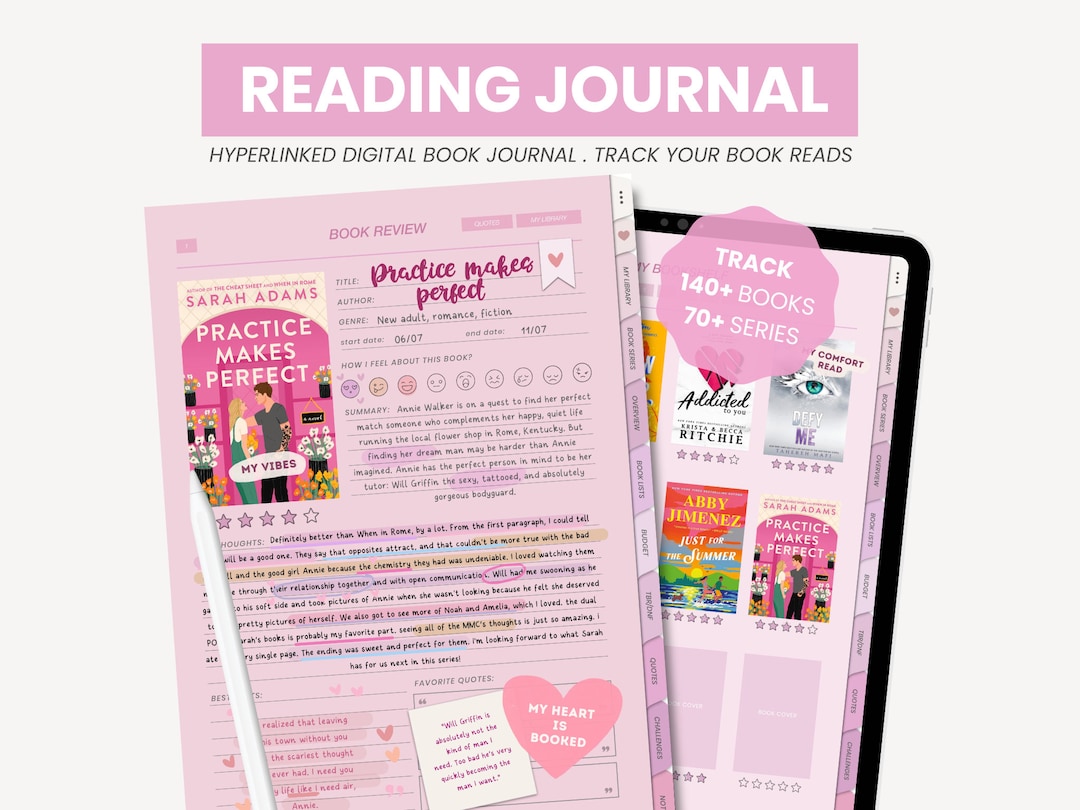 Digital Reading Journal | Pink Blush Pages Reading Planner | Cute ...