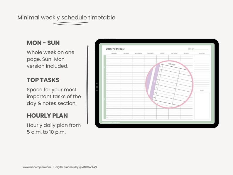 Simple Weekly Study Schedule Revision Timetable Hourly - Etsy