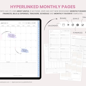 2025 Digital Planner Bundle | Dark Mode | Hyperlinked Dated Monthly ...