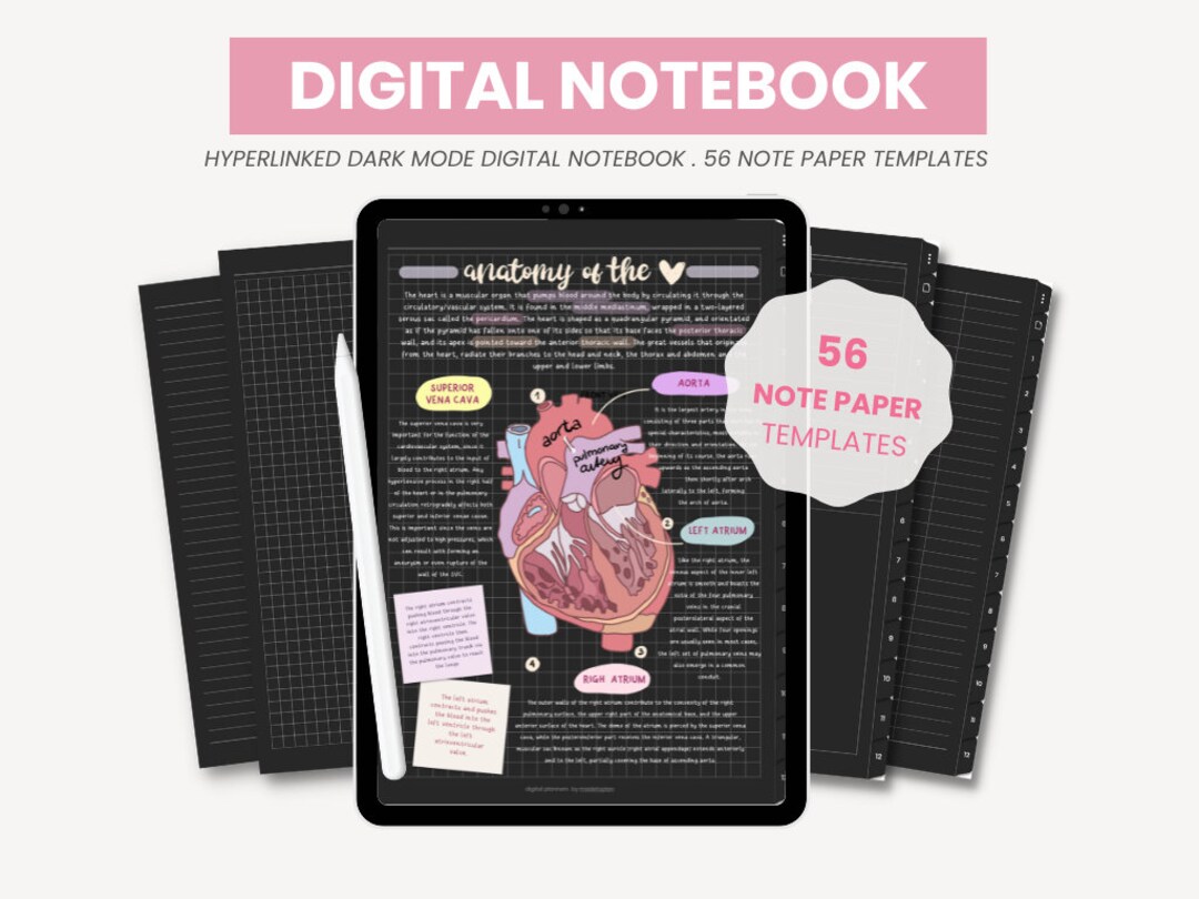 Digital Note Paper | Dark Mode Digital Notebook | Dotted, Lined, Grid ...