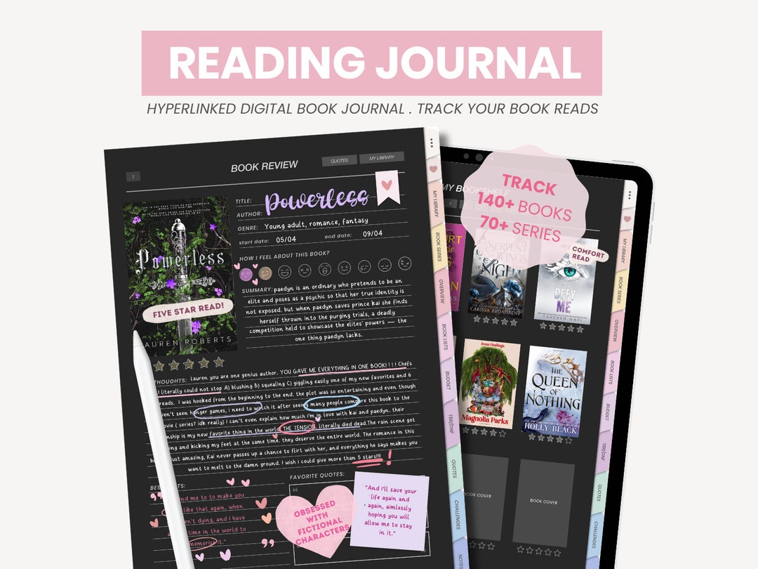 Digital Reading Journal | Dark Mode Reading Planner | Dark Academia ...