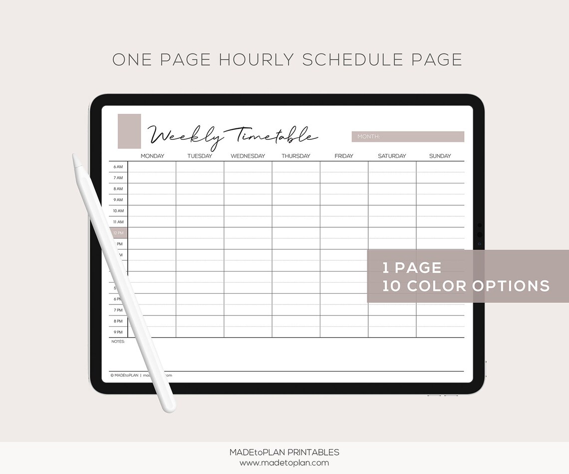Digital Weekly Schedule for Goodnotes Notability Digital - Etsy
