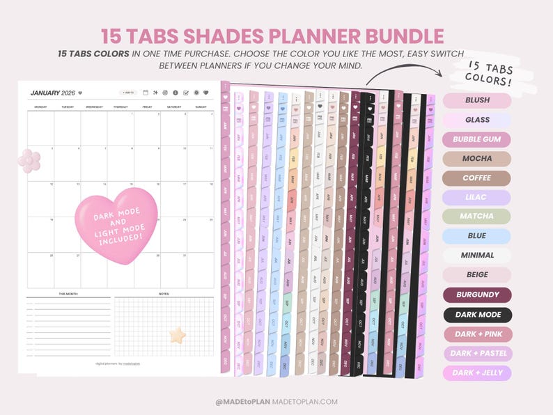 2026 Digital Planner Bundle | Hyperlinked Dated Monthly Weekly Daily ...