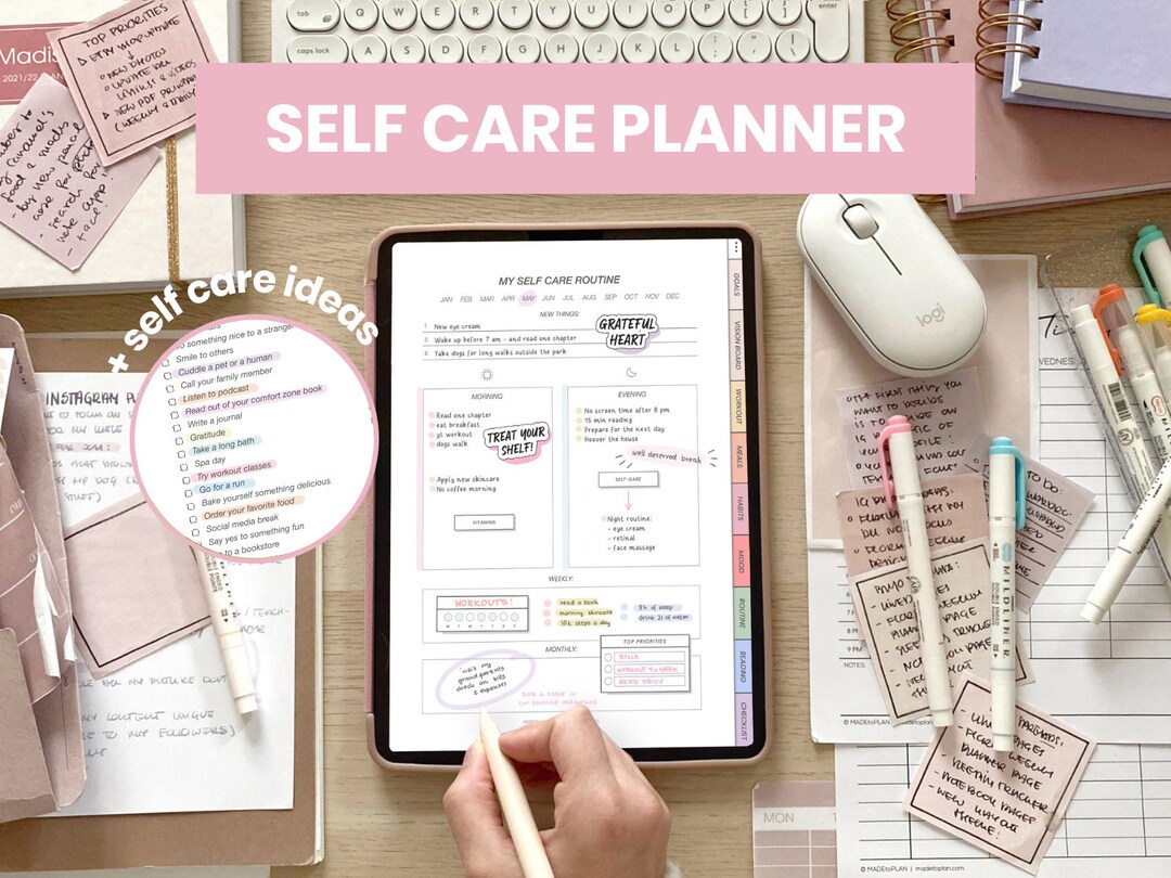 Self Care Checklist Planner | Digital Gratitude & Reflection | Selfcare ...