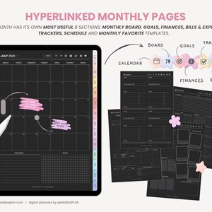 2025-2026 Mid Year Dark Mode Digital Planner Bundle | Dated Monthly ...