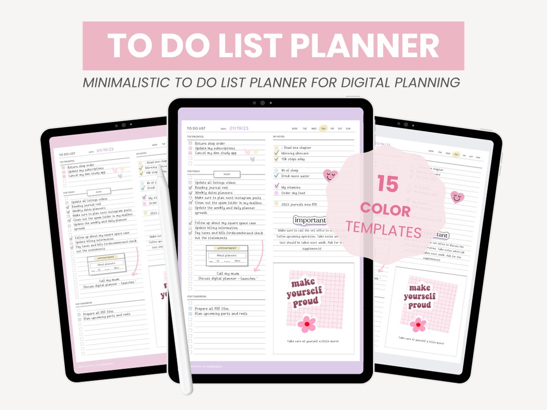 To Do List Digital Planner | Task List Checklist | Minimalist to Do ...