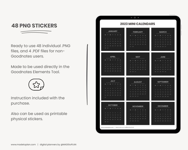 Digital Calendar Planner Stickers 2022 2023 Monthly - Etsy