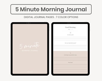 5 Minute Morning Journal Digital | Digital Gratitude Journal | Daily ...